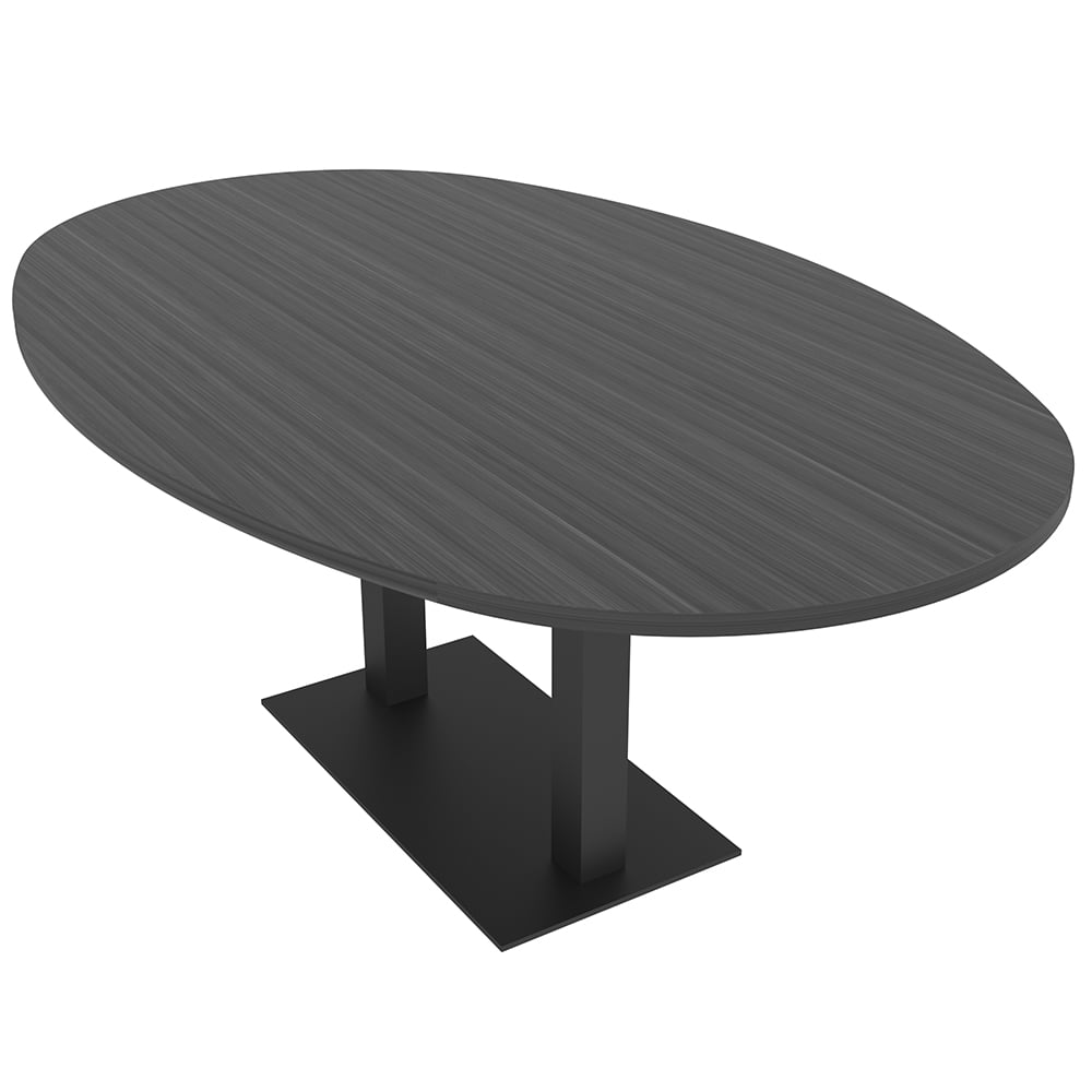 7x4 Boat-Oval Conference Table With Square Metal Base Power And Data ...