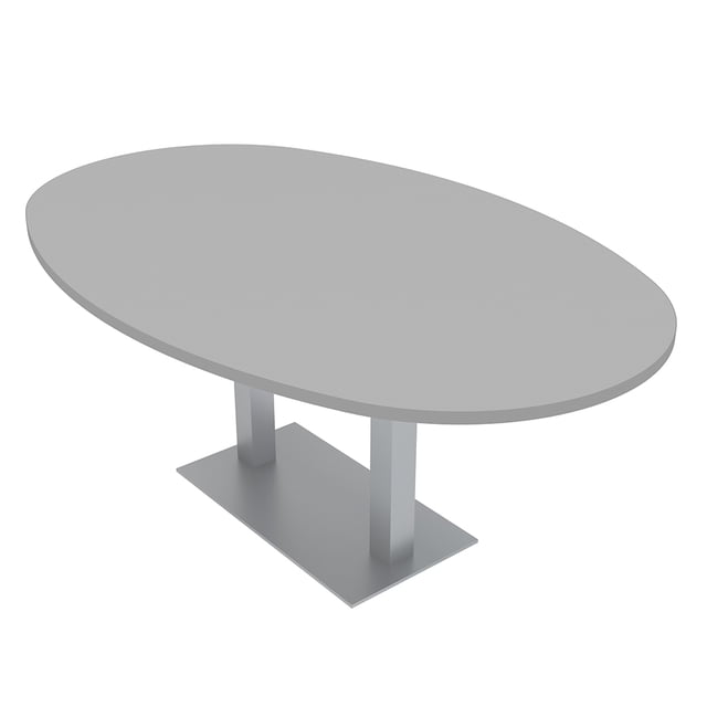 7x4 Boat-Oval Conference Table With Square Metal Base Power And Data ...