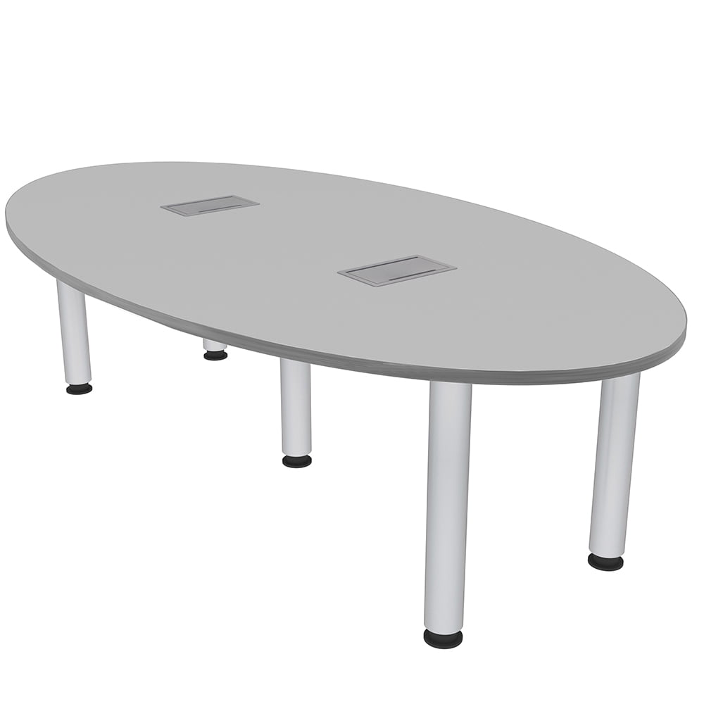 7x4 Oval Conference Room Table With Power And Data Silver Post Legs ...