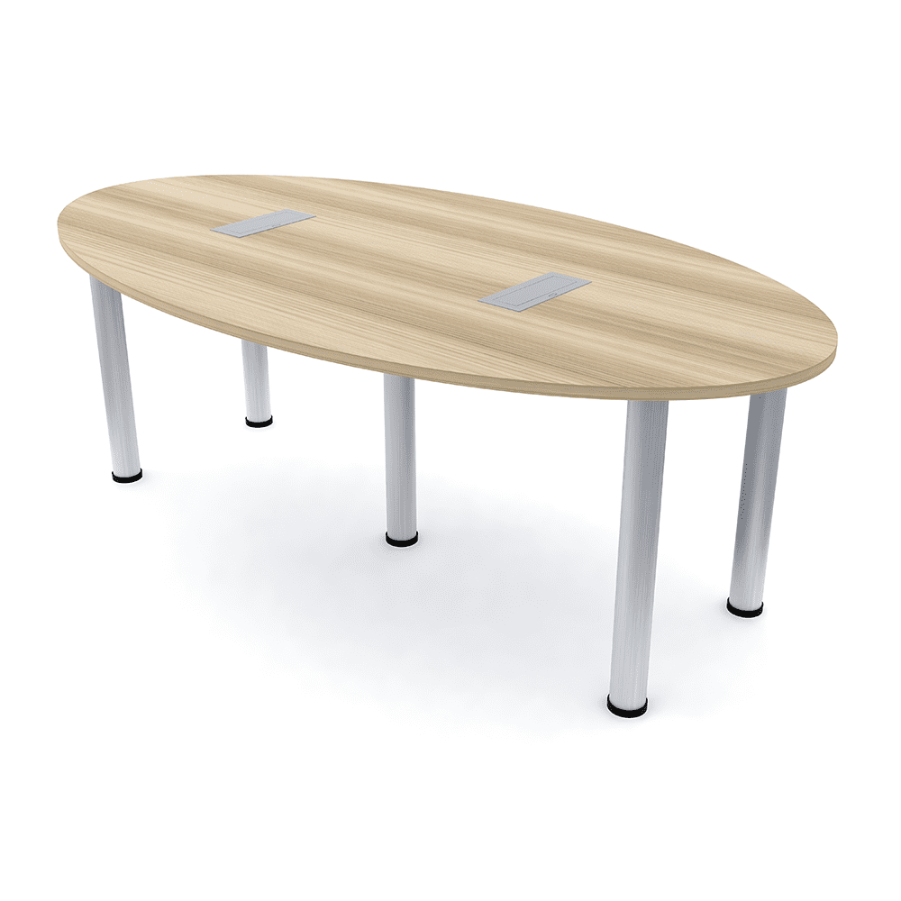 7x4 Oval Conference Room Table With Power And Data Silver Post Legs ...