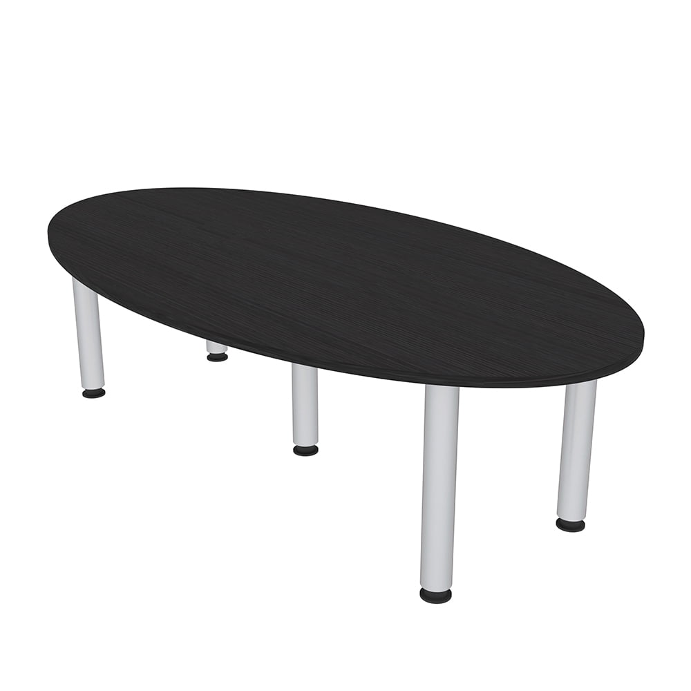 7x4 Oval Conference Room Table With Power And Data Silver Post Legs ...