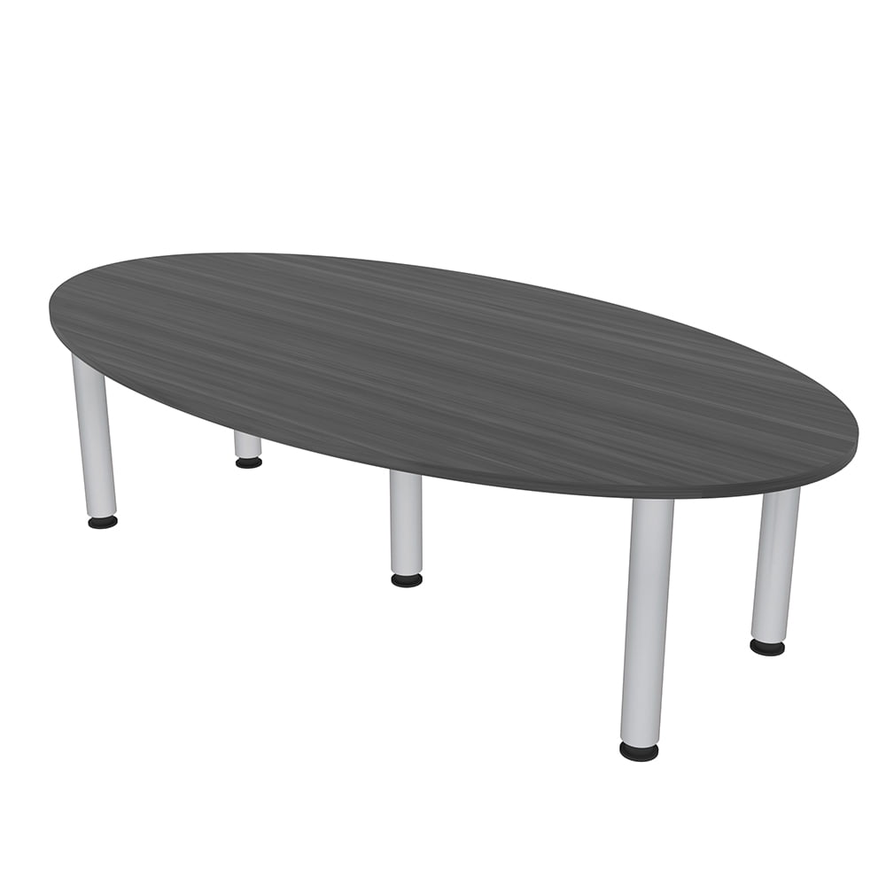 7x4 Oval Conference Room Table With Power And Data Silver Post Legs ...