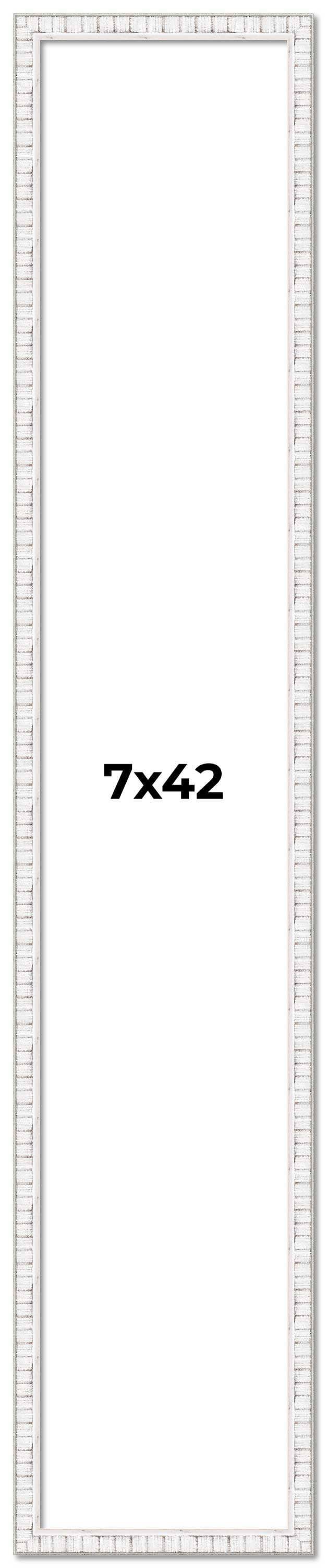 7x42 Frame White Scuffed Rustic Solid Wood Picture Frame | 0.75 Inch ...