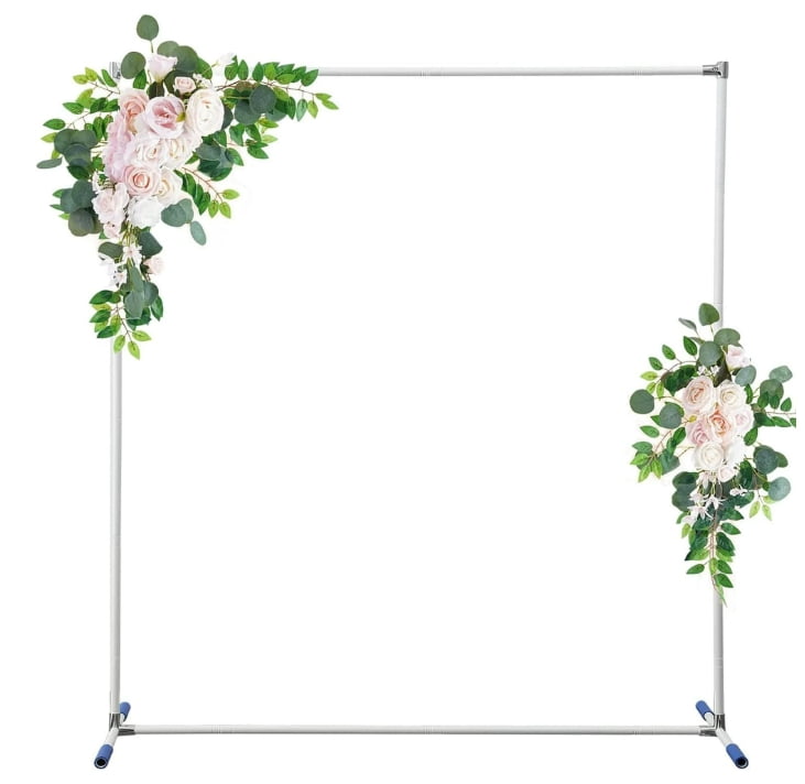 7x5 Ft White Stainless Steel Wedding Arch with Base Stand – Square ...