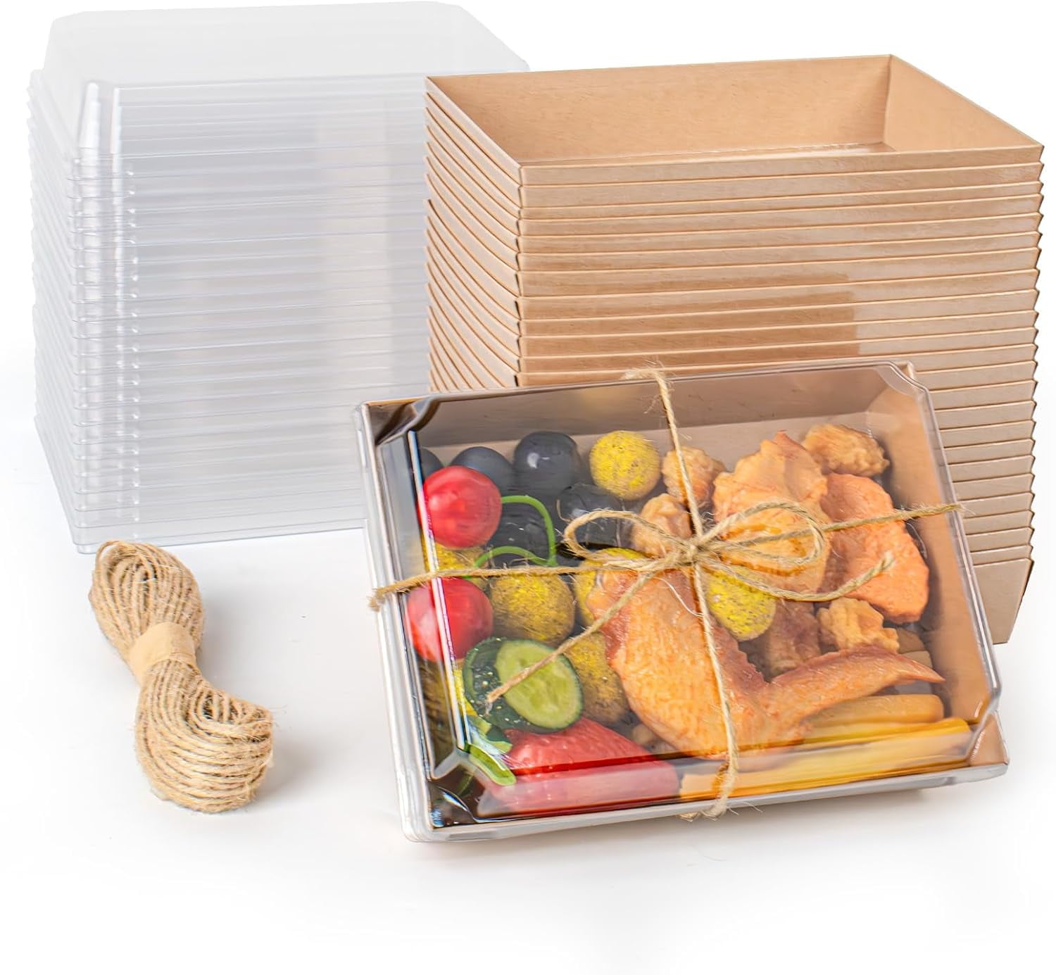 7x5 Inches Charcuterie Boxes with Clear Lids, 50 Pack Disposable Take ...