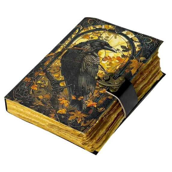 7x5" Leather Gothic Journal: The Raven Spiral Notebook, Mystery Crow ...