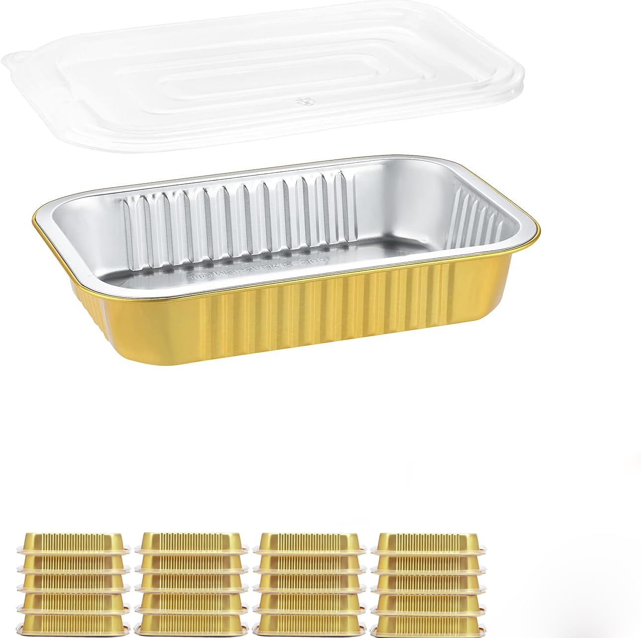 7x5 Sturdy Foil Pans + Snap-On Lids (20 Pack) | 2X Thicker Heavy Duty ...