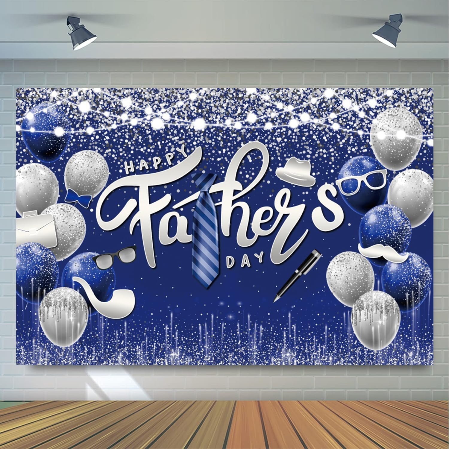 7x5 ft Father's Day Backdrop Blue Glitter Backdrop for Father's Day ...