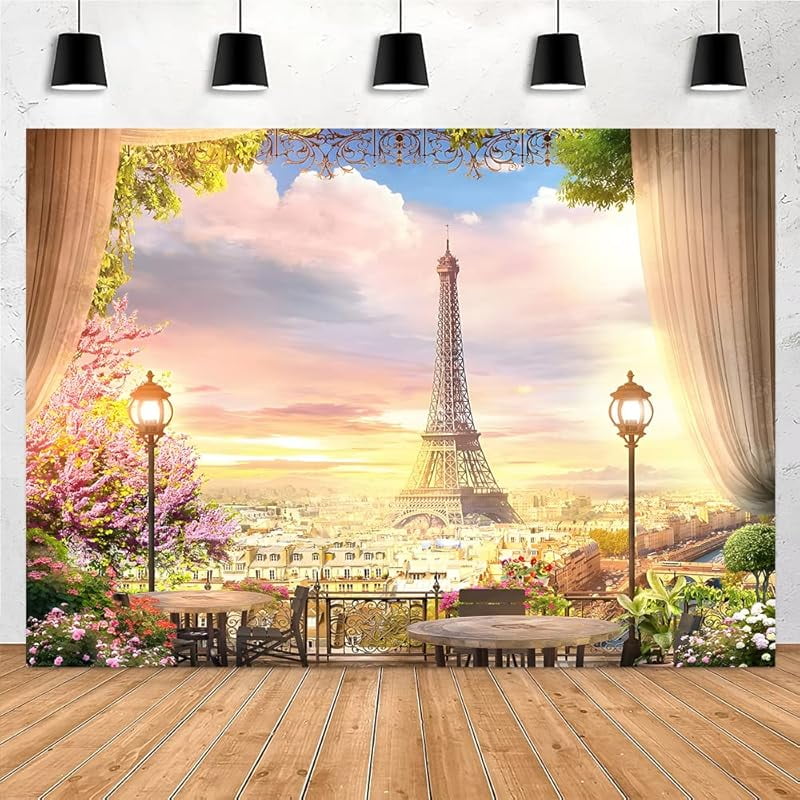 7x5 ft Paris Photo Backdrop Eiffel Tower Wall Tapestry French City ...