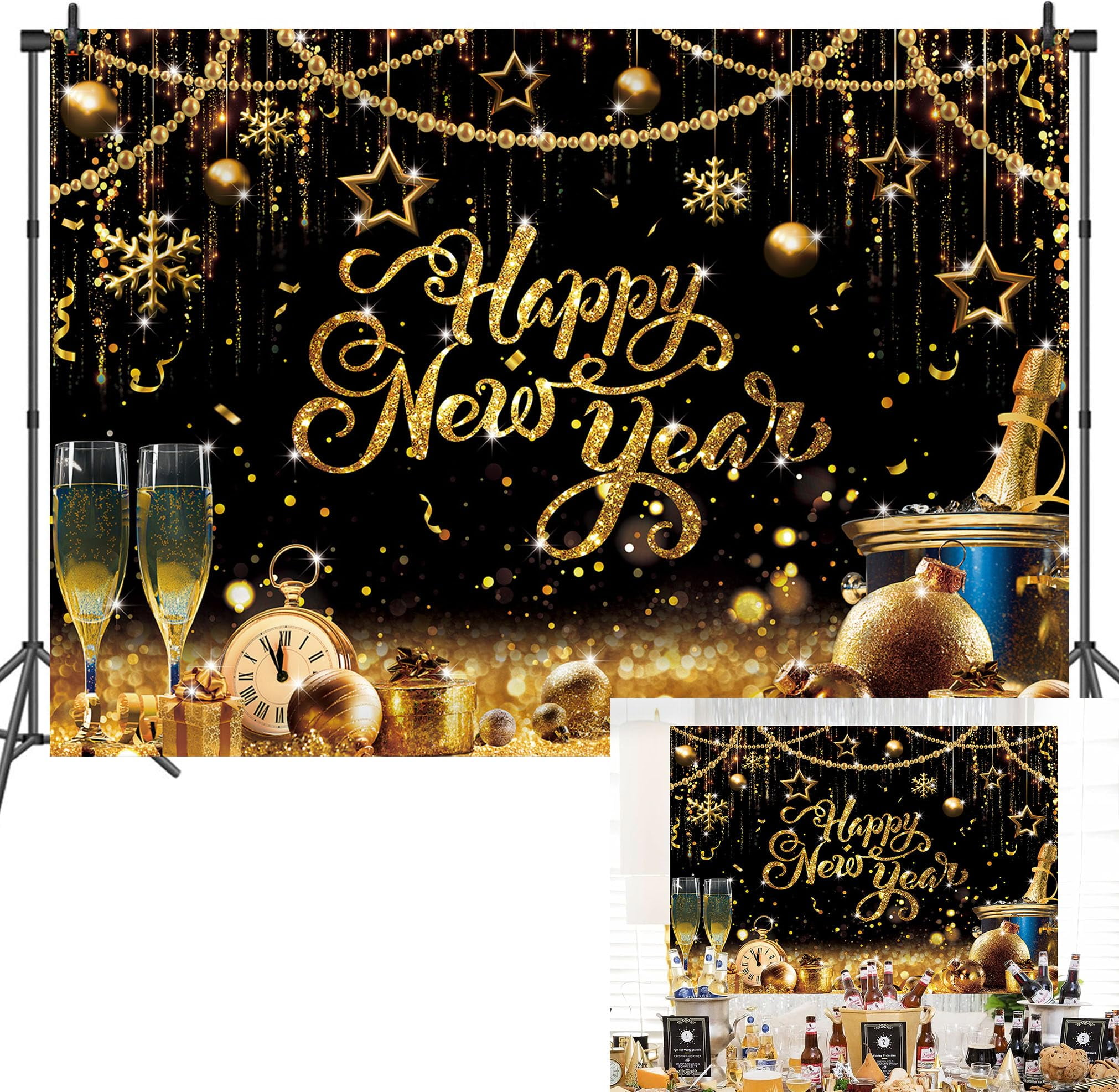7x5FT 2025 Happy New Year Backdrop New Year Family Party Decoration ...