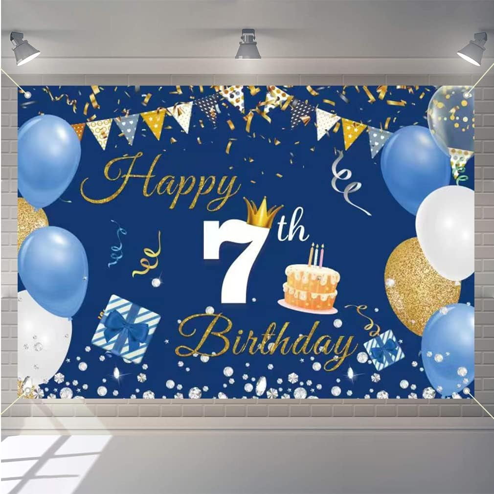 7x5FT 7th Birthday Backdrop Decorations Happy 7th Birthday Backdrop ...