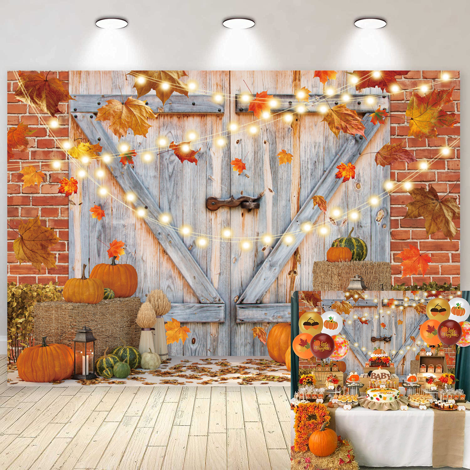 7x5FT Autumn Thanksgiving Photography Backdrop Pumpkin Maple Leaf ...