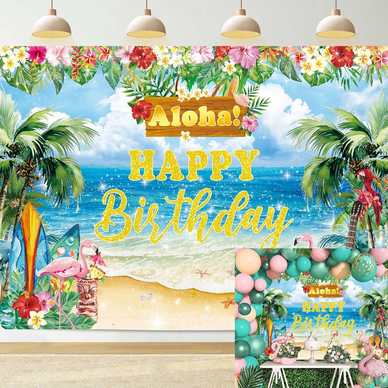 7x5FT Beach Backdrop Summer Hawaii Backdrop Decoration Tropical Palm ...