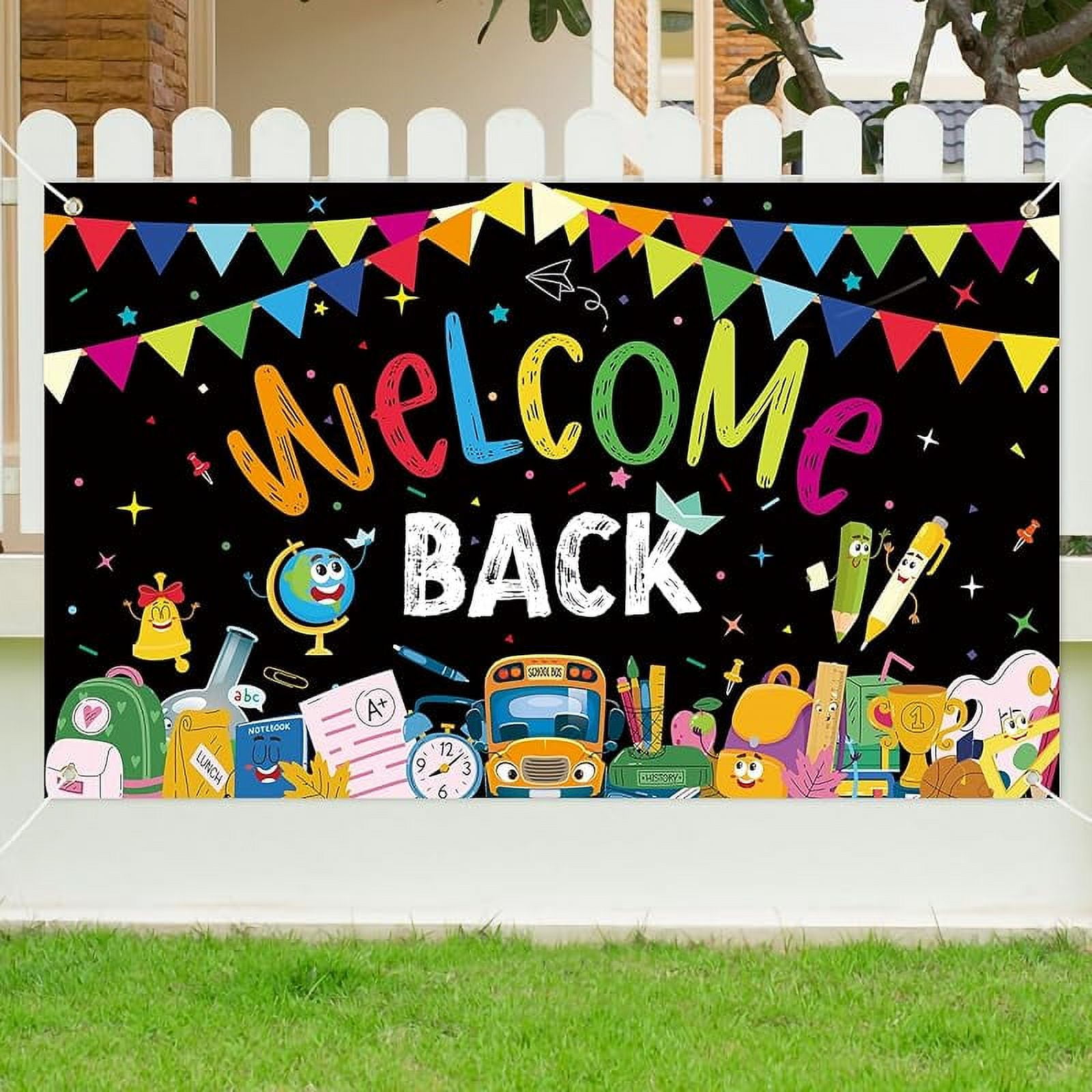 7x5FT Black Vibrant Welcome Back Backdrop, First Day of School Backdrop ...