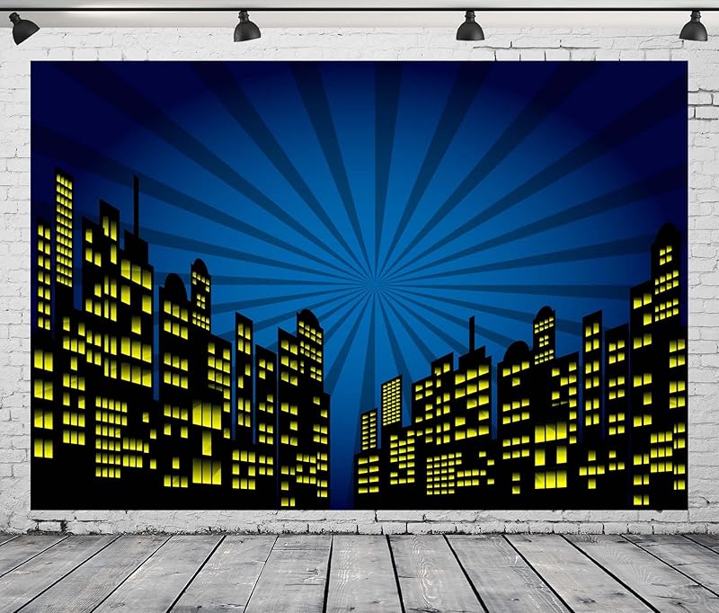 7x5FT Cartoon Super City Backdrop for Super City Themed Party Supplies ...