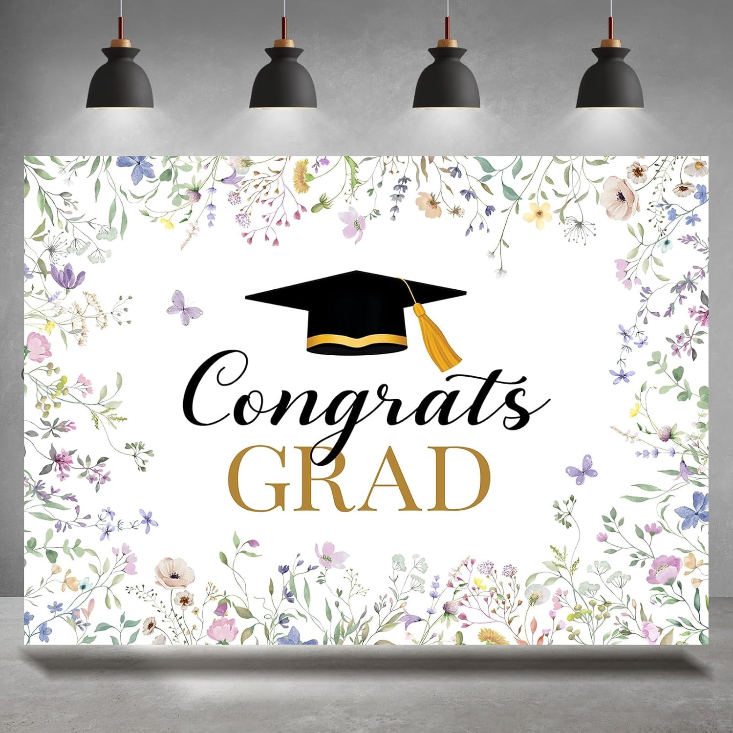 7x5FT Congrats Grad Backdrop Wildflowers Class of 2026 Graduate ...