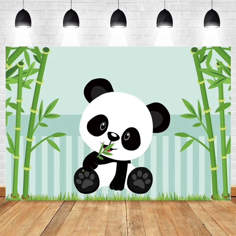 7x5FT Cute Panda 1st Birthday Backdrops For Photography Bamboo Flower ...