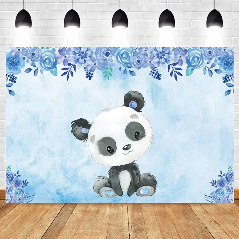 7x5FT Cute Panda 1st Birthday Backdrops For Photography Bamboo Flower ...