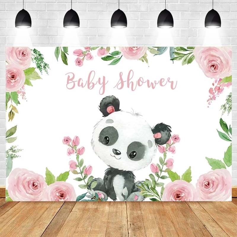 7x5FT Cute Panda 1st Birthday Backdrops For Photography Bamboo Flower ...