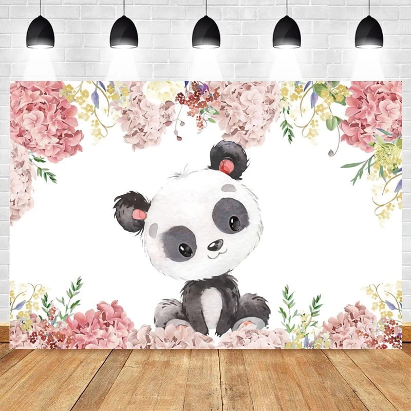 7x5FT Cute Panda 1st Birthday Backdrops For Photography Bamboo Flower ...