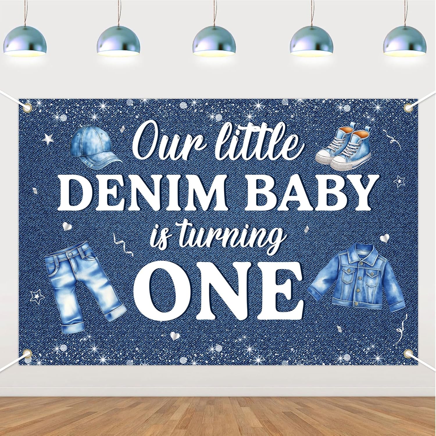 7x5FT Denim 1st Birthday Backdrop Our Little Denim Baby is Turning One ...