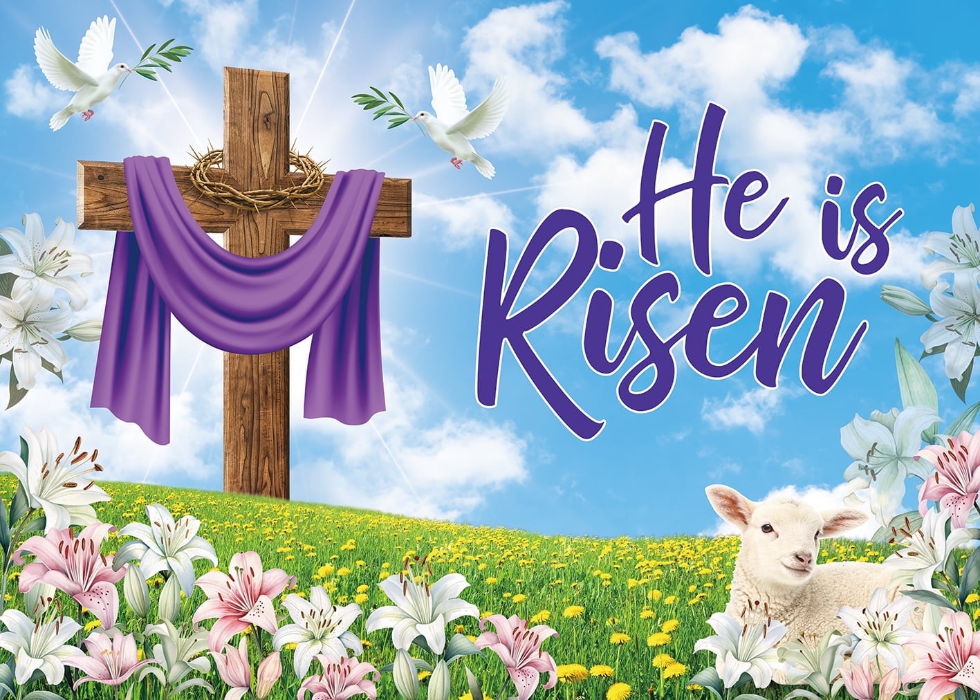 7x5FT Easter Backdrop He is Risen Backdrop Spring Easter Party Supplies ...