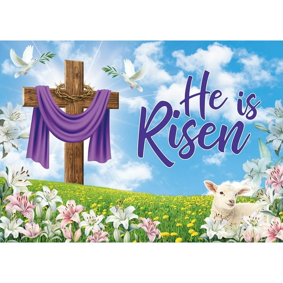 7x5FT Easter Backdrop He is Risen Backdrop Spring Easter Party Supplies ...