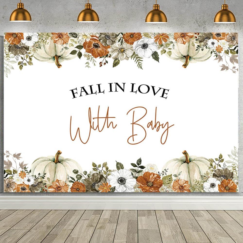 7x5FT Fall in Love with Baby Backdrop Fall Pumpkin Baby Shower ...