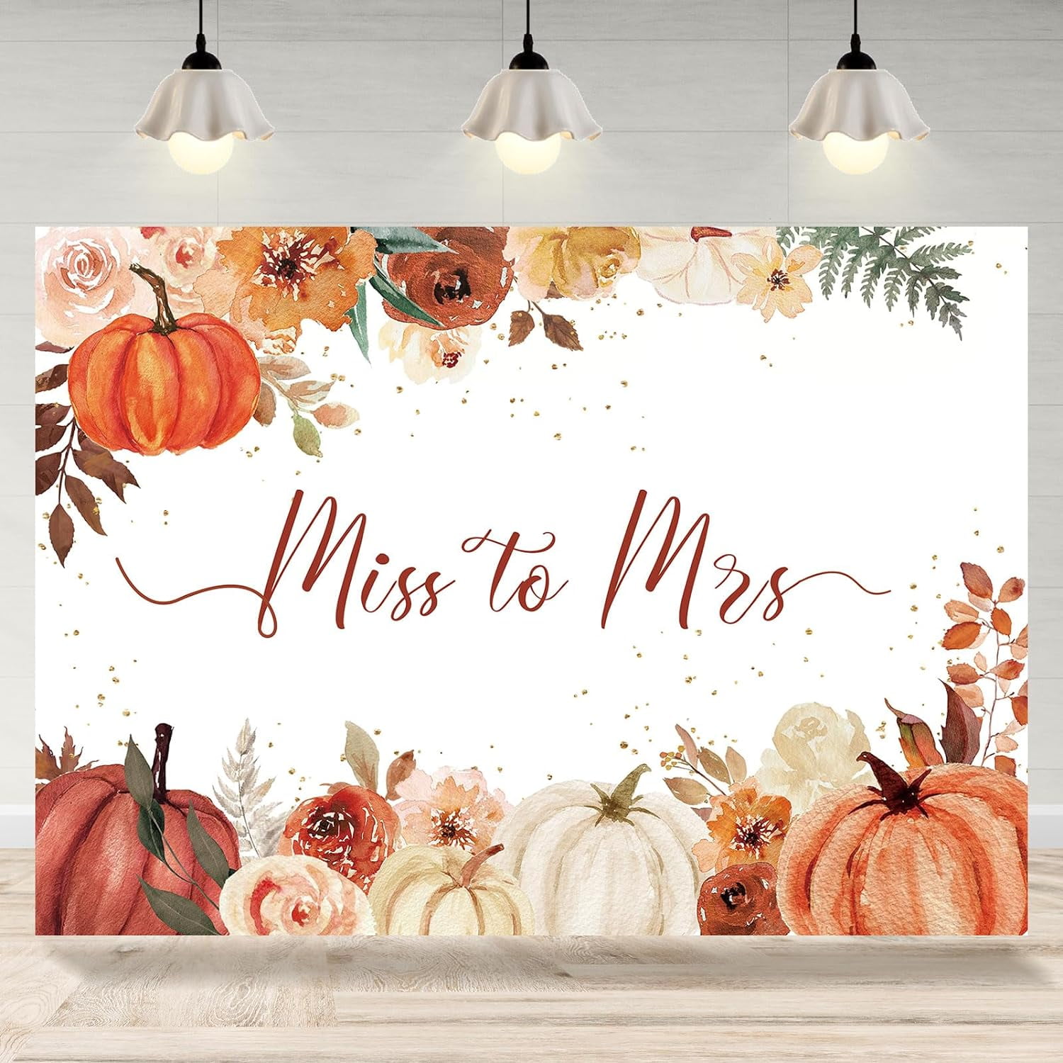 7x5FT Fall Pumpkin Themed Miss to Mrs Pretty Backdrop Wedding Floral ...