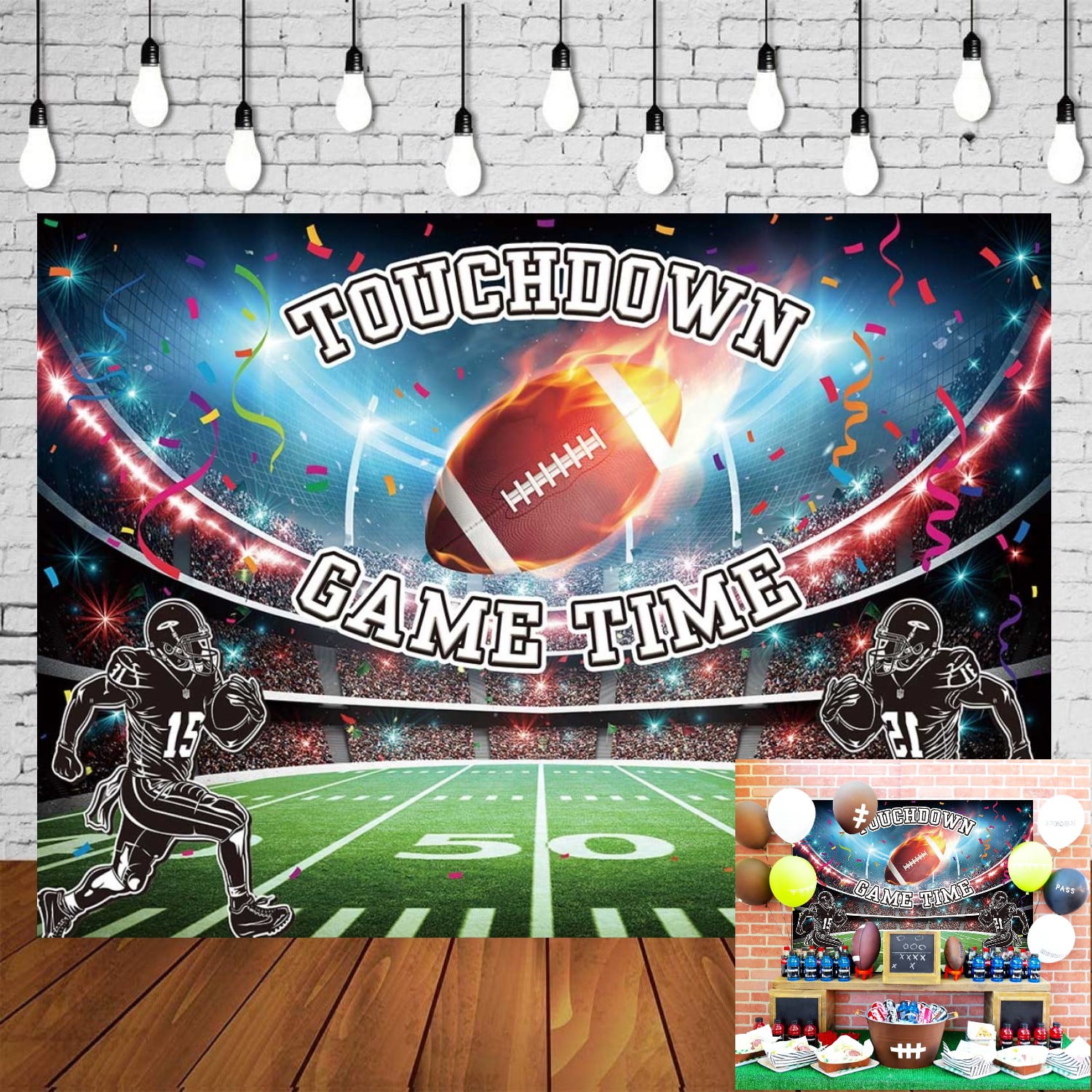 7x5FT Football Field Backdrop It's Game Time Football Backdrop Touch ...