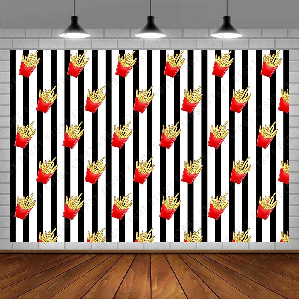 7x5FT French Fries Backdrop Funny Fried Junk Food Snack Picnic Party ...