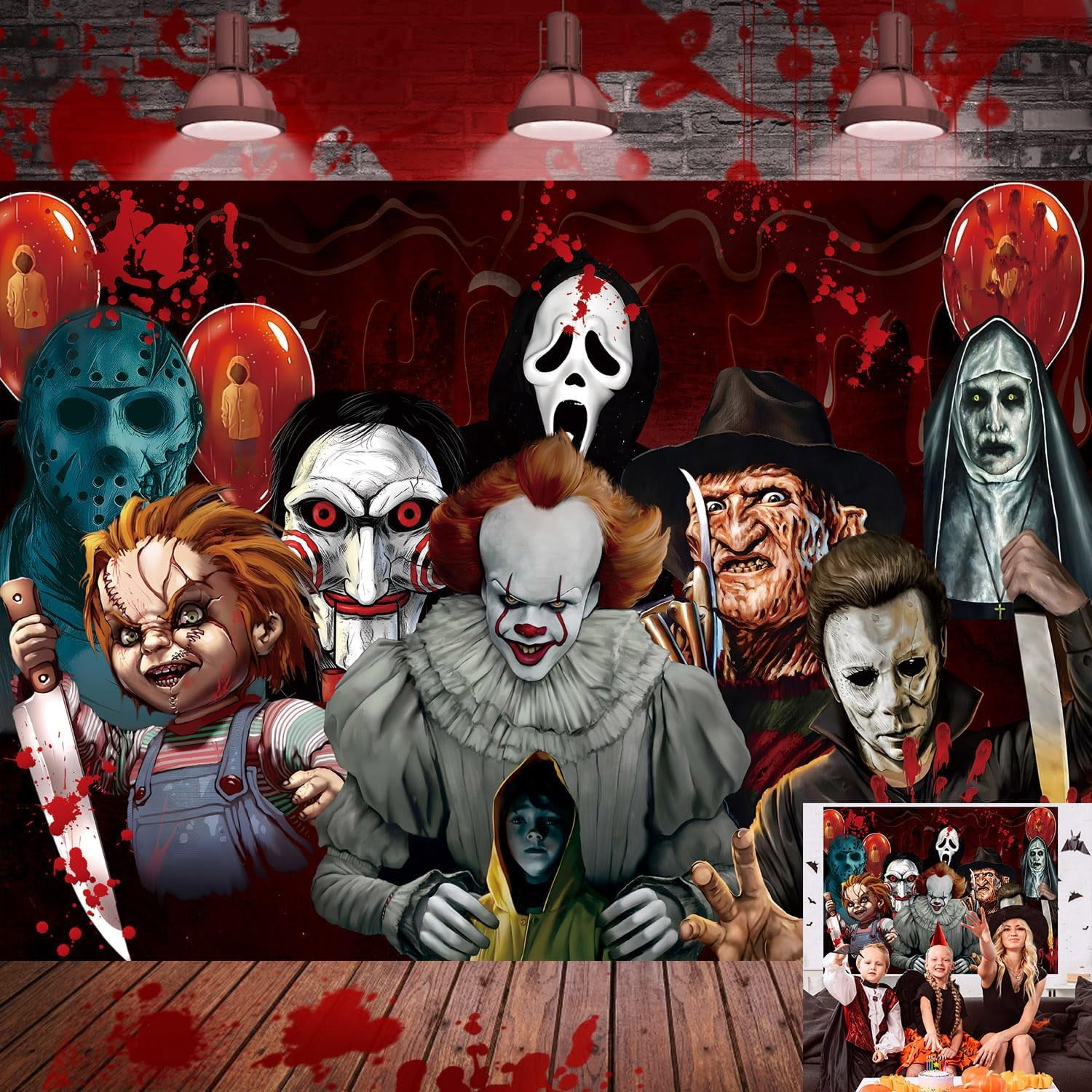 7x5FT Halloween Decoration Horror Classic Movie Character Backdrop ...