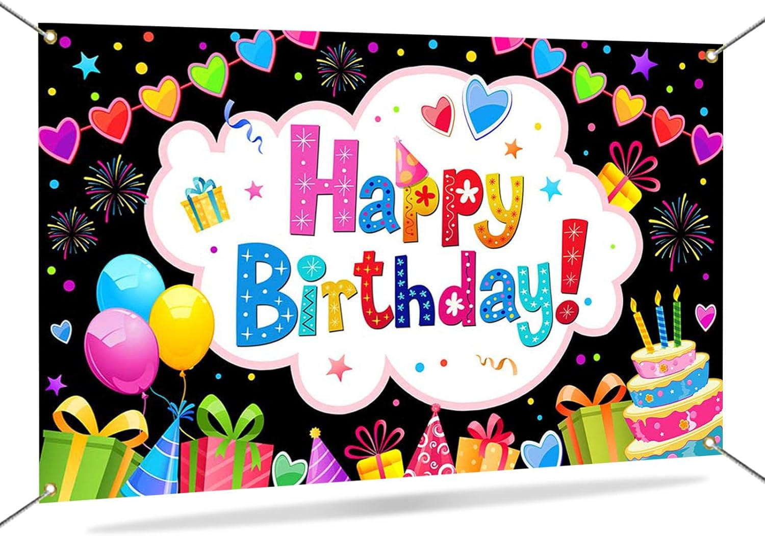 7x5FT Happy Birthday Backdrop Colorful Rainbow Happy Birthday Backdrop for Kids Birthday Party ...