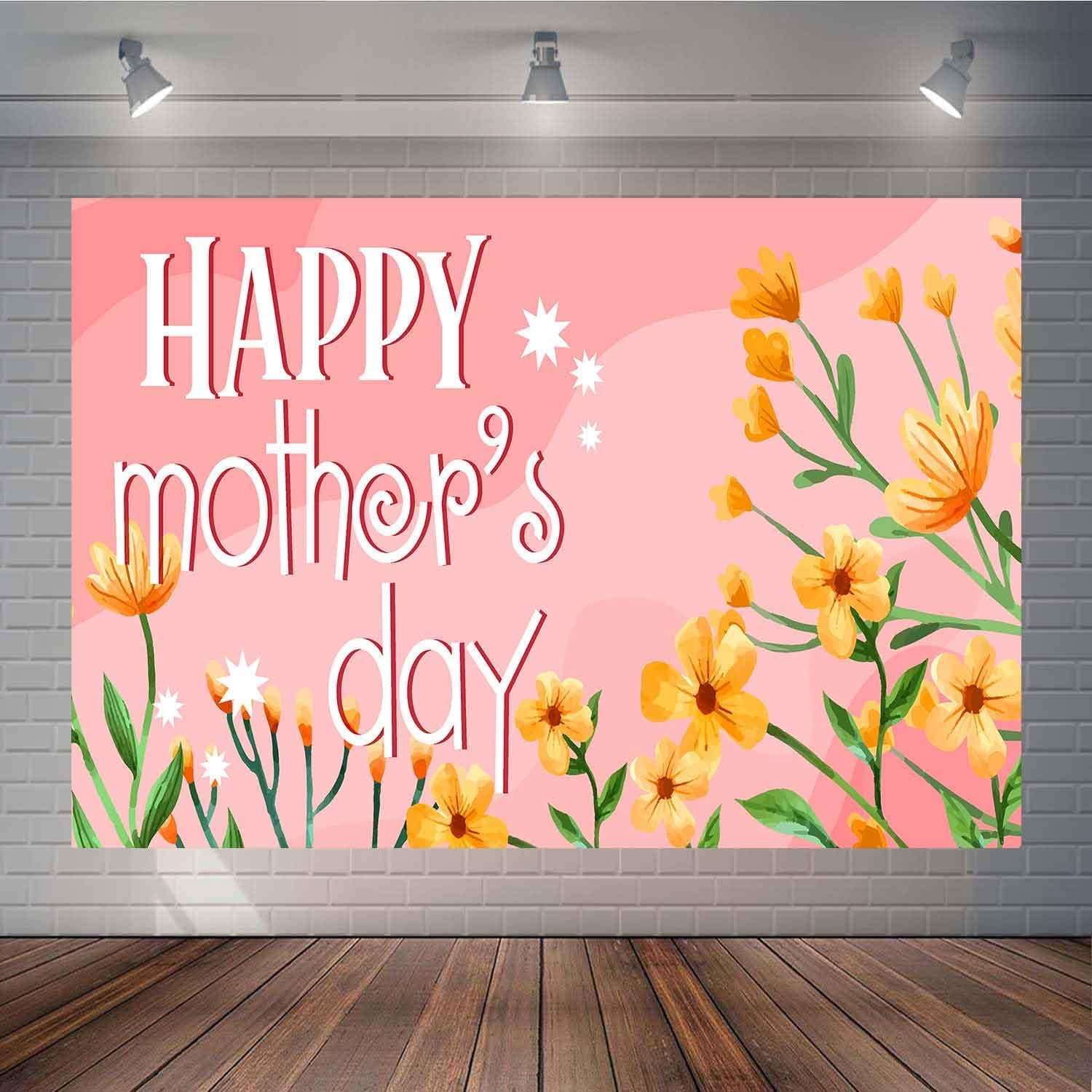 7x5FT Happy Mother's Day Background Yellow Flowers Spring Backdrop ...