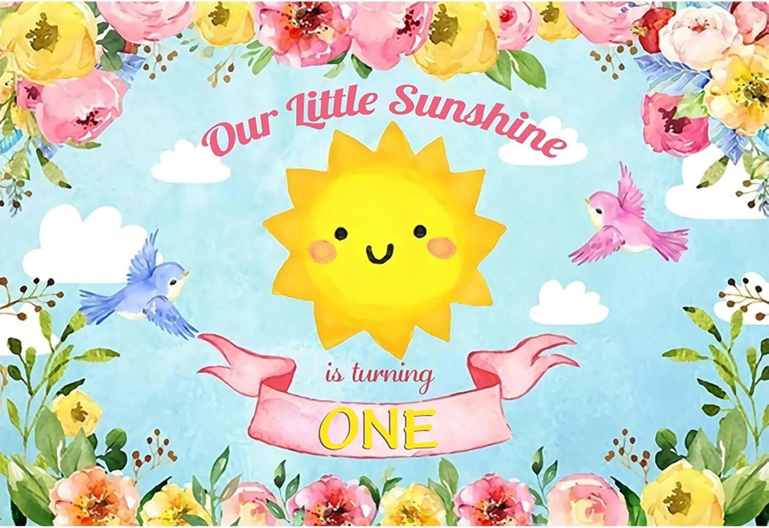 7x5FT Our Little Sunshine is Turning One Party Photography Backdrop ...