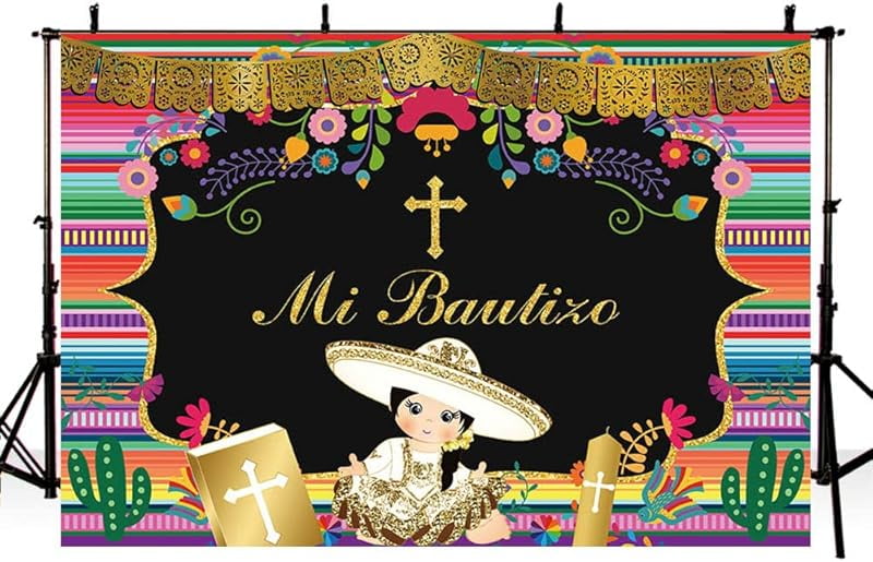 7x5FT Mi Bautizo Backdrop for Girls Mexican Baptism Party Decorations ...