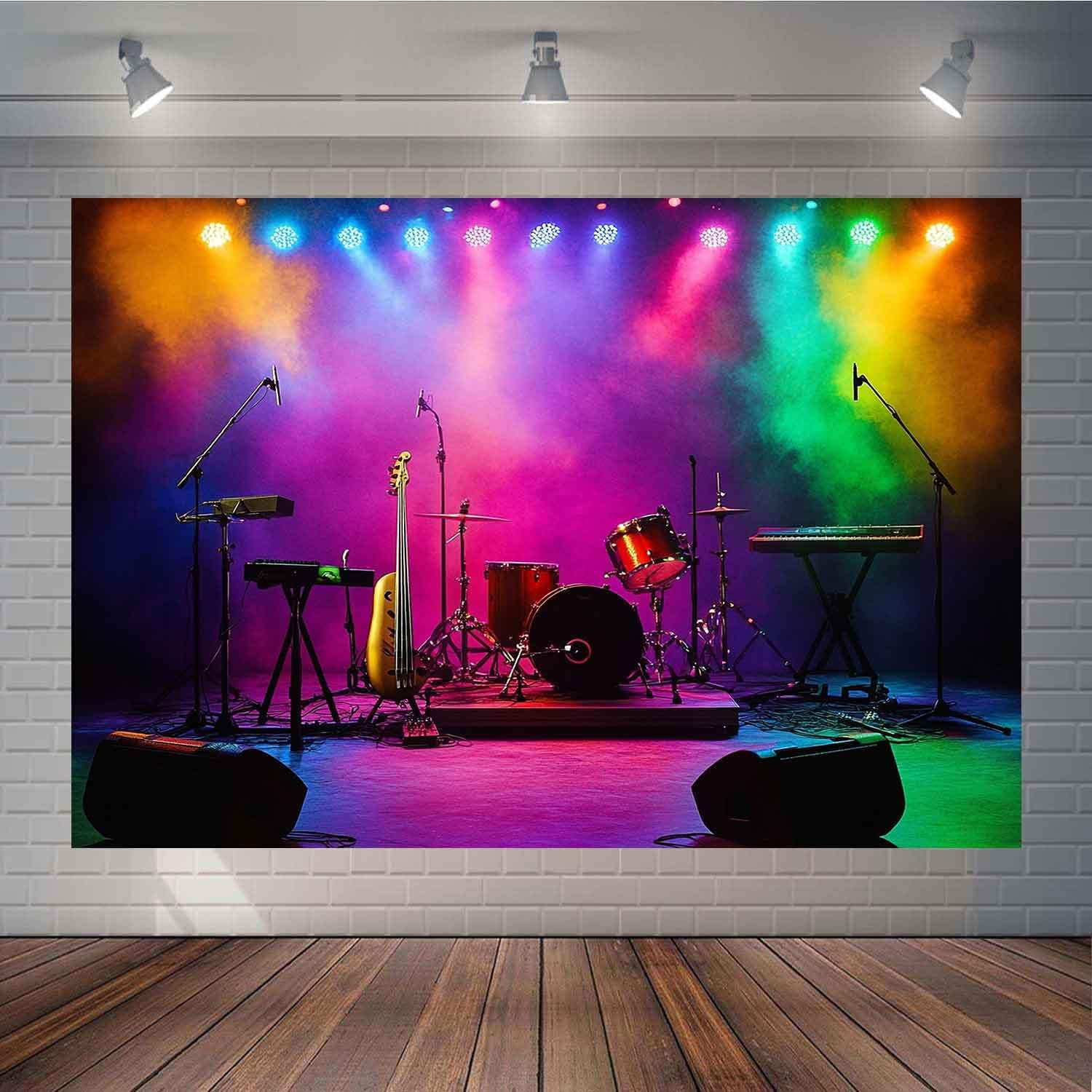 7x5FT Music Concert Photo Backdrop Stage Spotlights Music Night ...