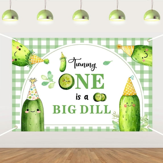7x5FT Pickle Birthday Decorations Banner One Big Dill First Birthday ...
