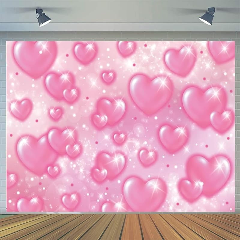7x5FT Red Heart Photo Backdrop 90s Background Mother's Day Backdrop ...