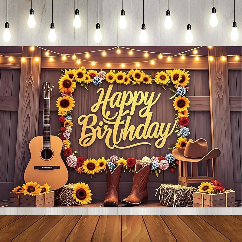 7x5FT Rustic Country Happy Birthday Party Backdrops Banners Western ...