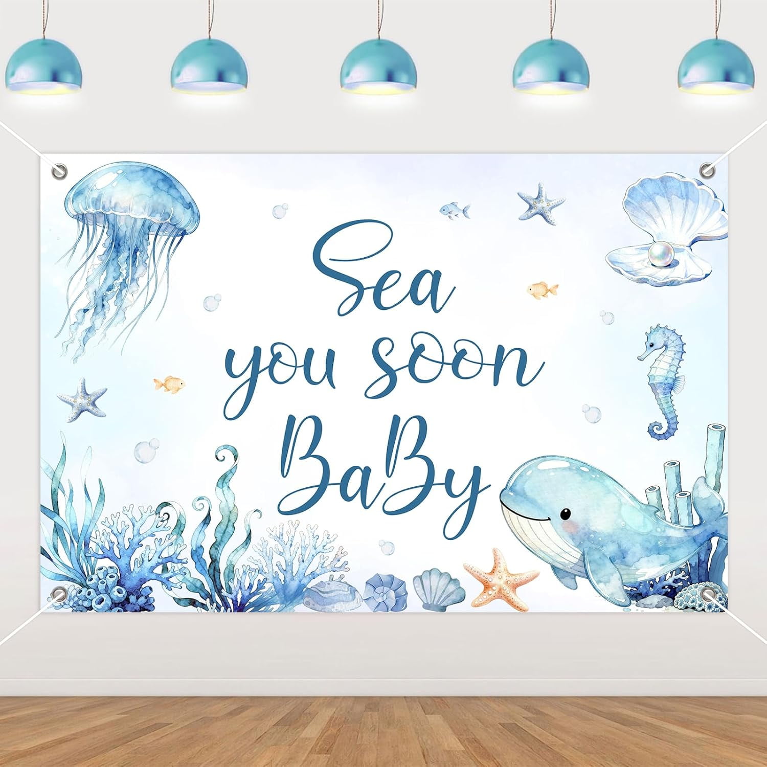 7x5FT Sea You Soon Baby Shower Backdrop Under The Sea Baby Shower ...