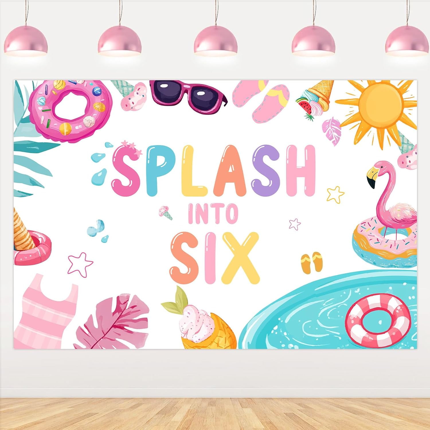 7x5FT Splish Splash 6th Birthday Decorations for Girls Splash Into Six ...