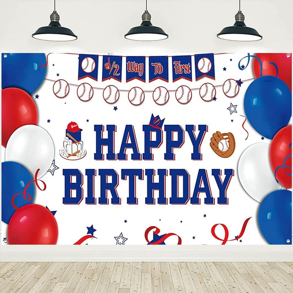 7x5FT Sports Cool Baseball Themed Happy Birthday Backdrop Banner Large ...