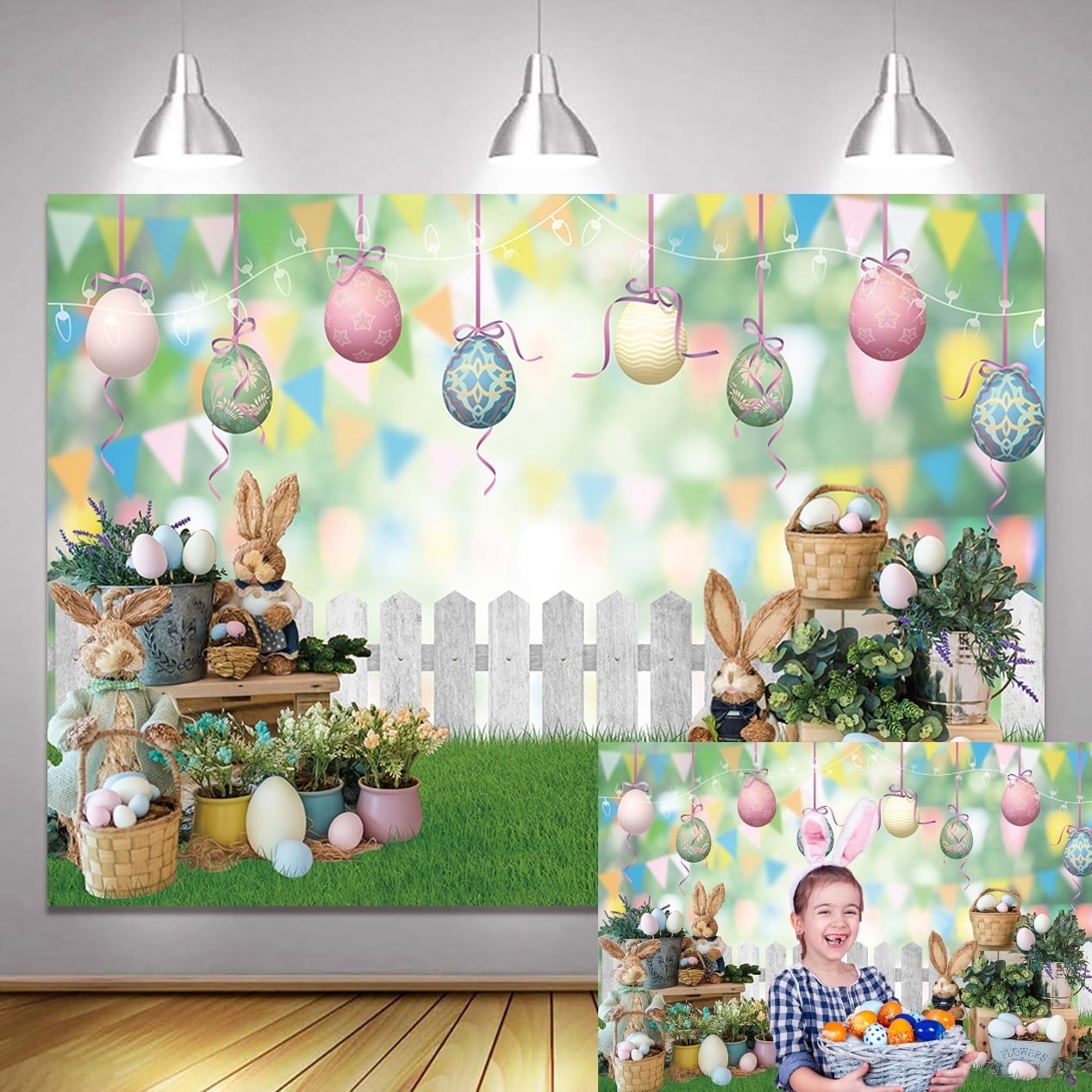 7x5FT Spring Easter Backdrop Green Easter Background Decor Spring ...