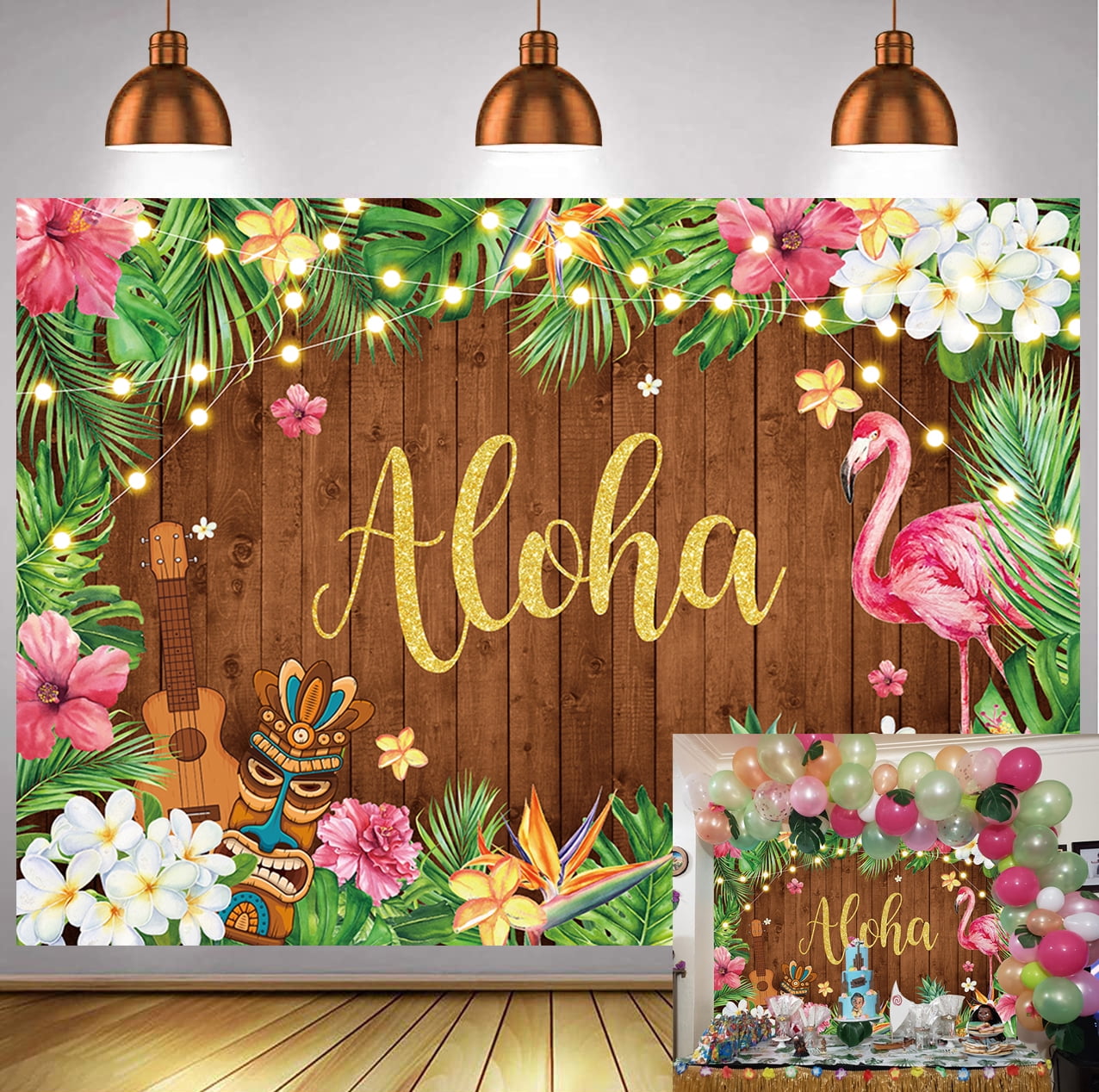 7x5FT Summer Backdrop Aloha Luau Theme Backdrop Hawaii Flamingo ...