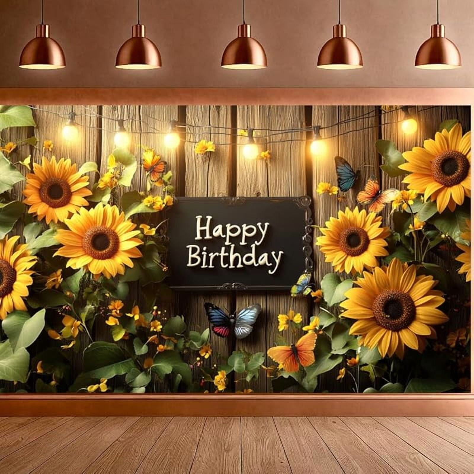 7x5FT Sunflower Theme Birthday Backdrop Decorations Yellow Sunflower ...