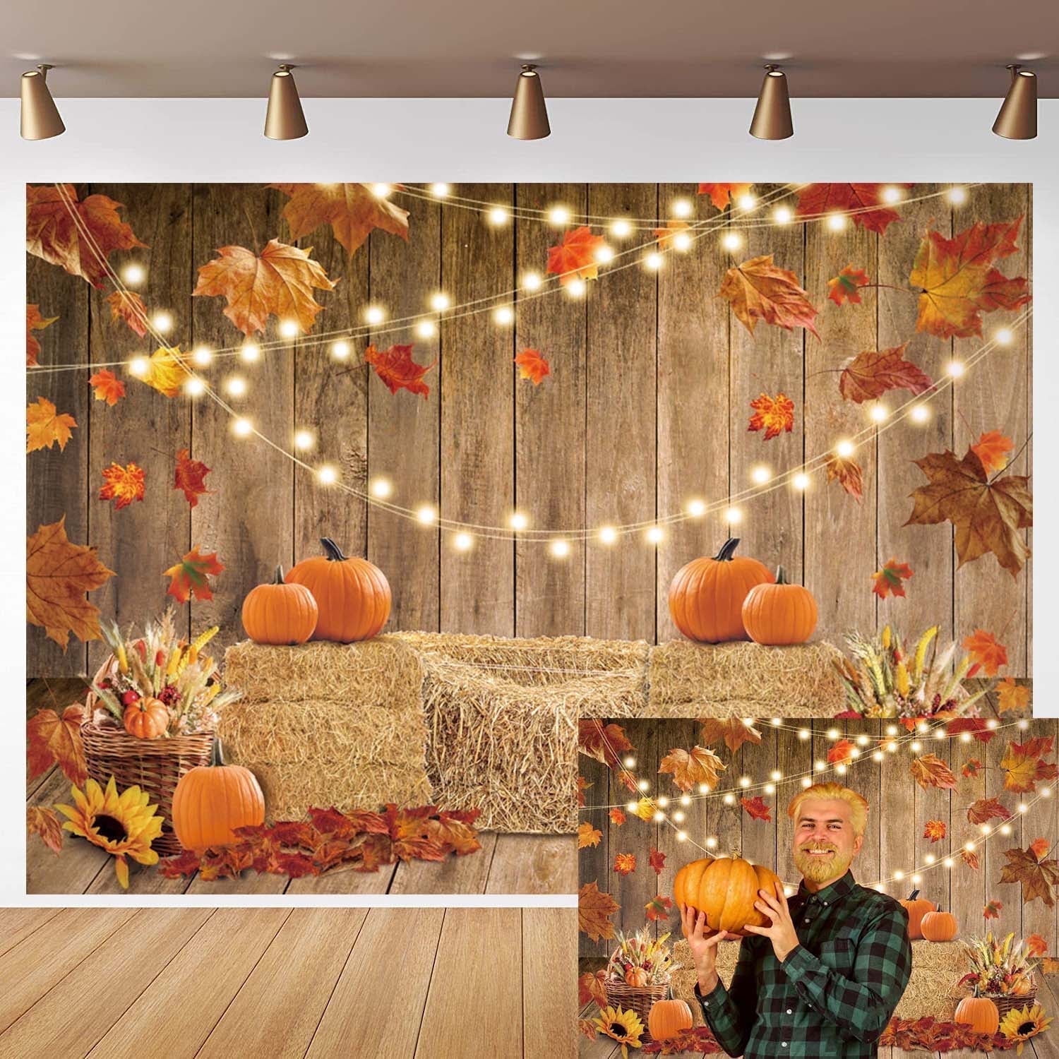 BINQOO, Fall Backdrop, 7x5FT, Autumn Thanksgiving Pumpkin Harvest ...