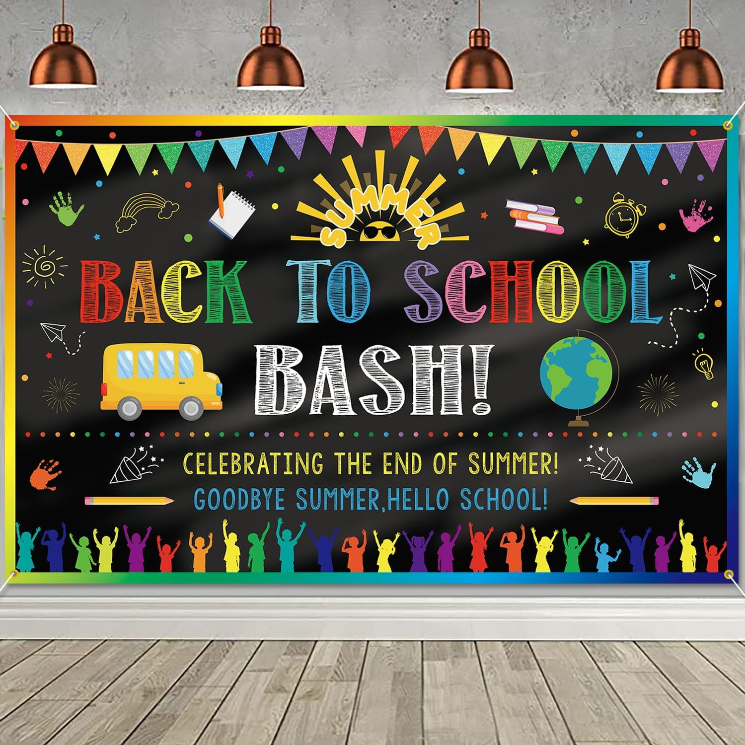 7x5FT Vibrant Back to School Bash Backdrop Banner End of Summer Back to ...