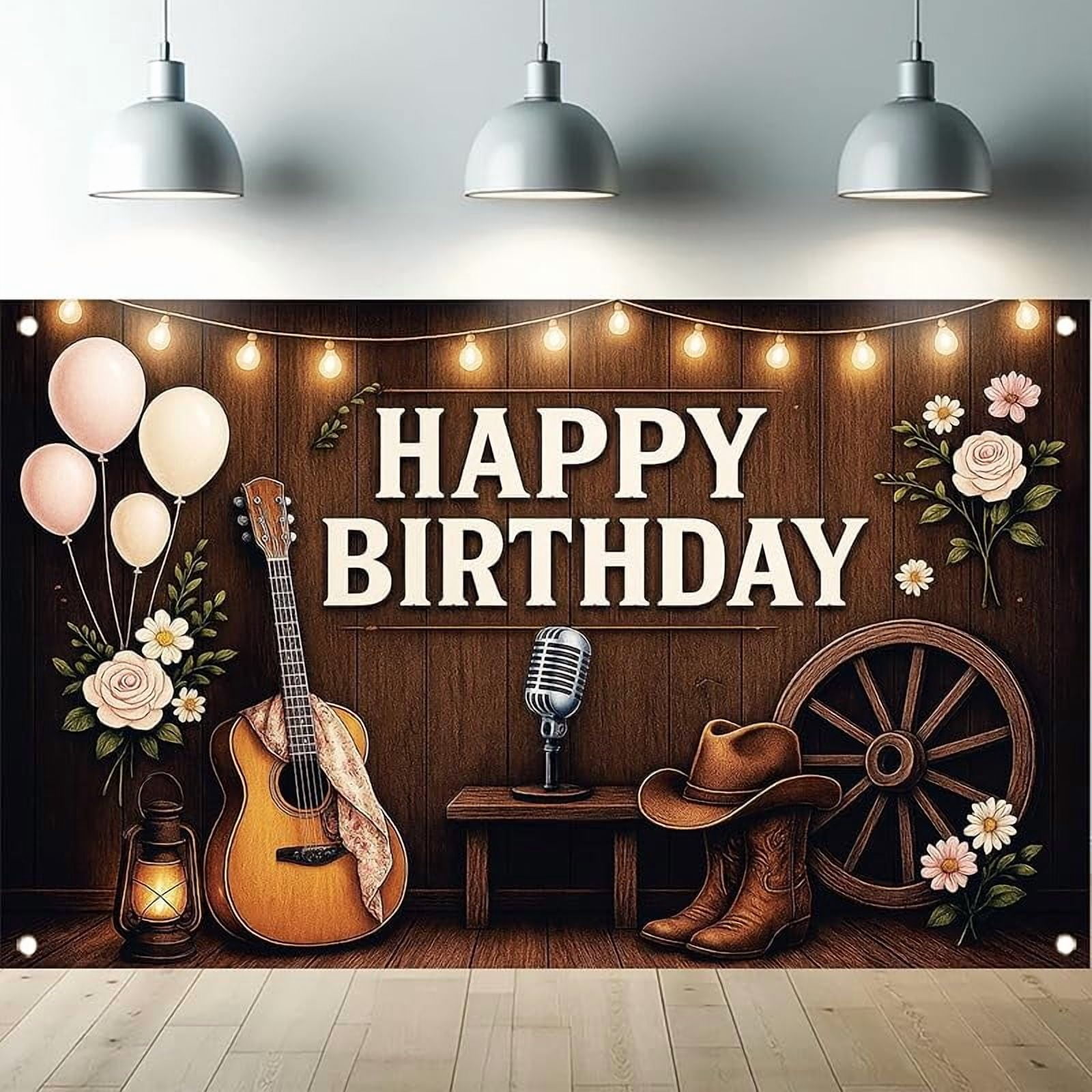 7x5FT Western Cowboy Cool Birthday Backdrop Banner Country Boot Hat ...