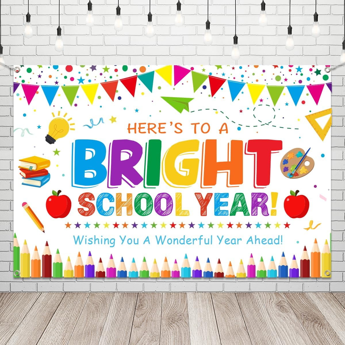 7x5FT White Back To School Groovy Backdrop, Here's To A Bright School ...